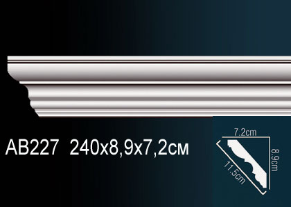 Карниз потолочный 72x89 мм плинтус полиуретановый под покраску Perfect AB 227-1 метр