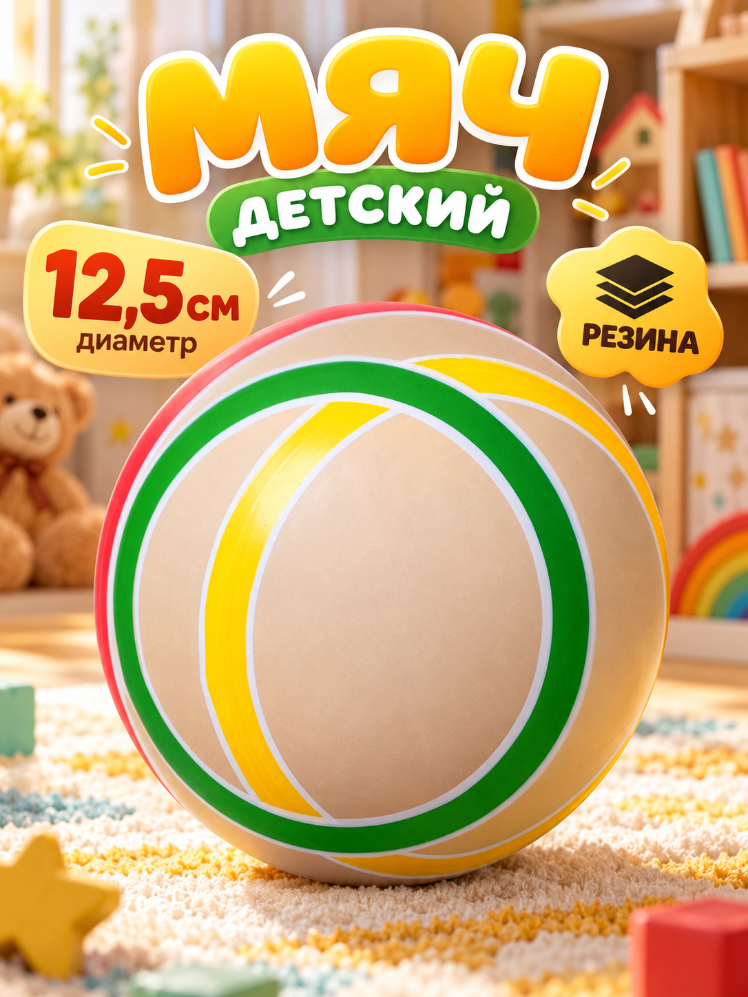 Мяч "Сатурн эко", диаметр 12,5 см, цвета микс