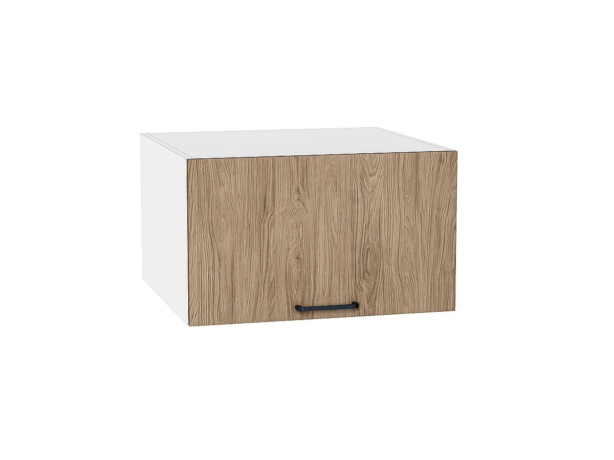 Шкаф верхний горизонтальный глубокий Флэт, цвет фасада Natural Casella Oak 2S, цвет каркаса Белый, 358*600*574 (В*Ш*Г) мм