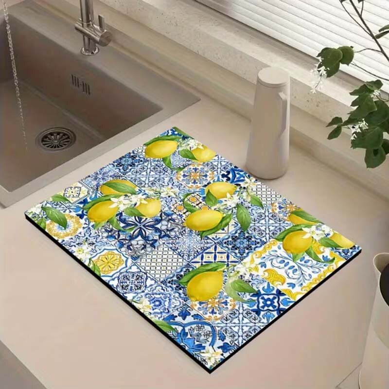 Кухонный Коврик Из Диатомитовой Грязи 3D Лимон 5 30x40см Быстросохнущий Нескользящий Коврик Для Кухни