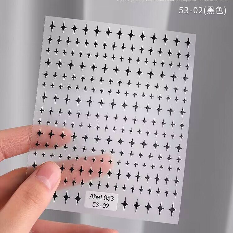 Звездные 3D наклейки для ногтей с прочным клеем - Черные наклейки для маникюра на пальцы и руки
