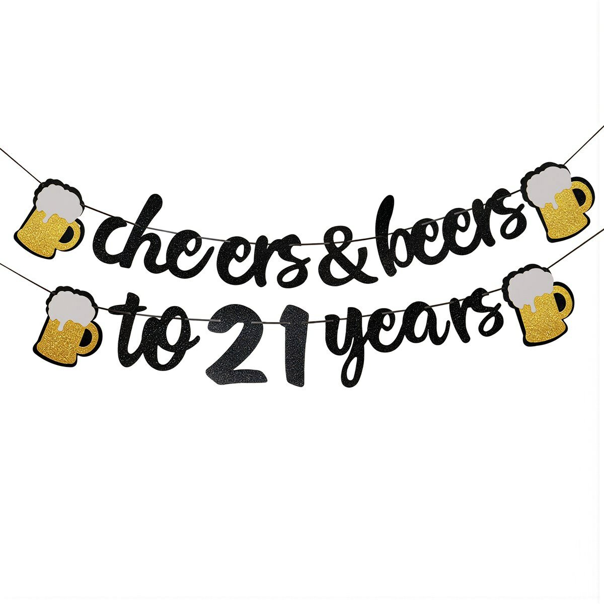 Товары для домашней вечеринки баннер Cheers Beers 18 лет чёрно-золотой декор для дня рождения аксессуар, Баннер cheers-&-berrs-to-21-years, черный, 96.4г