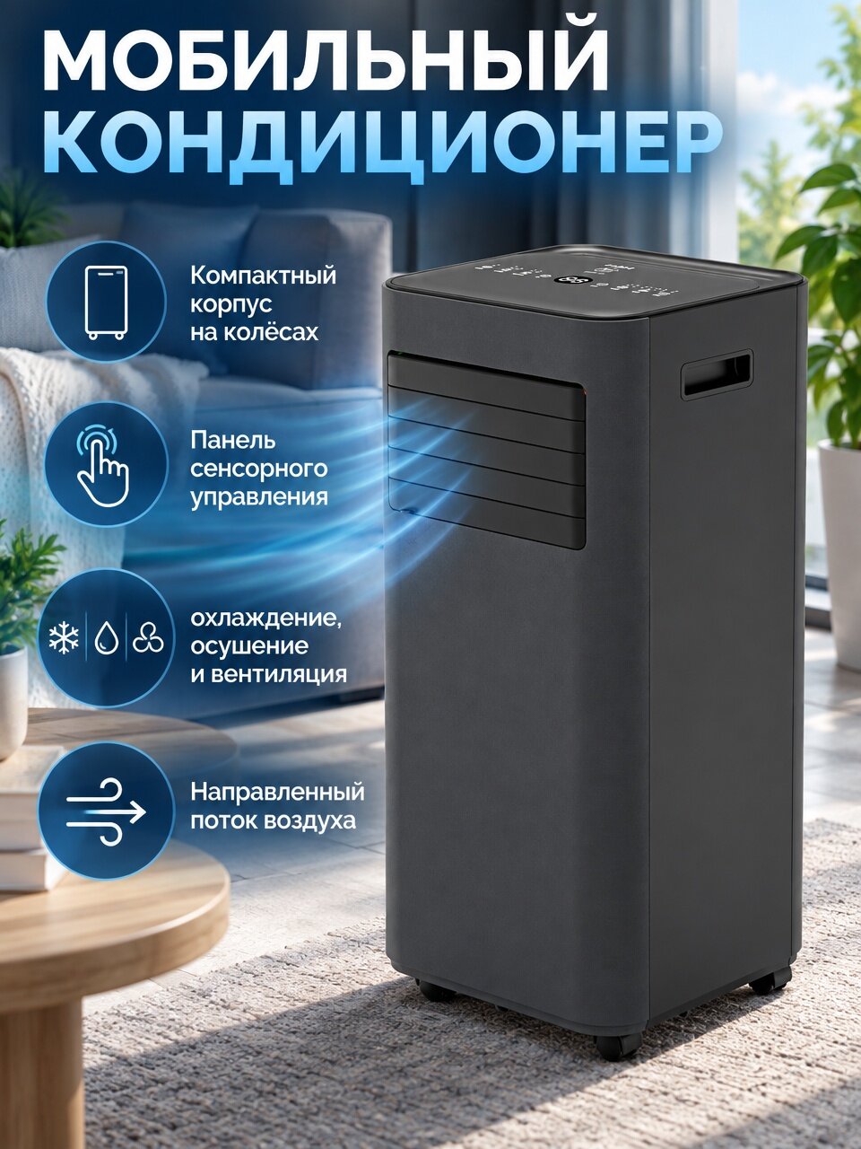 Кондиционер Funai Sumire MAC-SU28CONW2, черный, 1002Вт, площадь помещения 20 м²