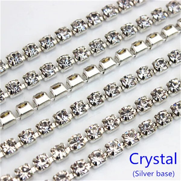 Кристаллическая цепочка из страз CongShao 2-4 мм 2 ярда 2mm - 2Yard, Silver Crystal