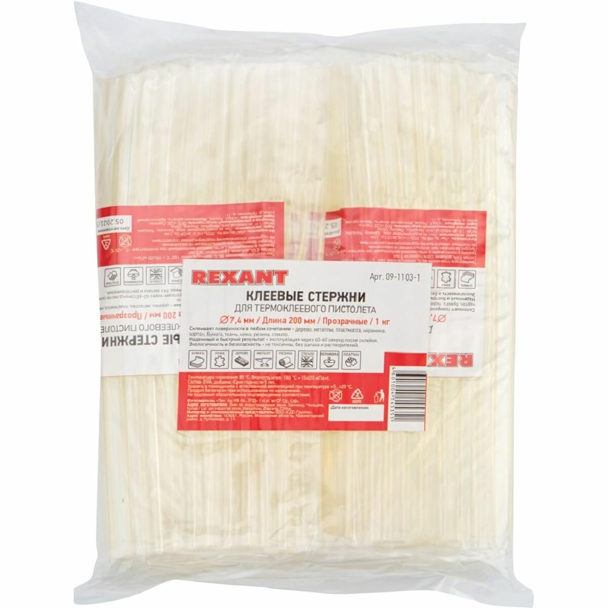 Стержни клеевые REXANT 7мм, 200мм, прозрачный, 1кг (09-1103-1) (1715091)