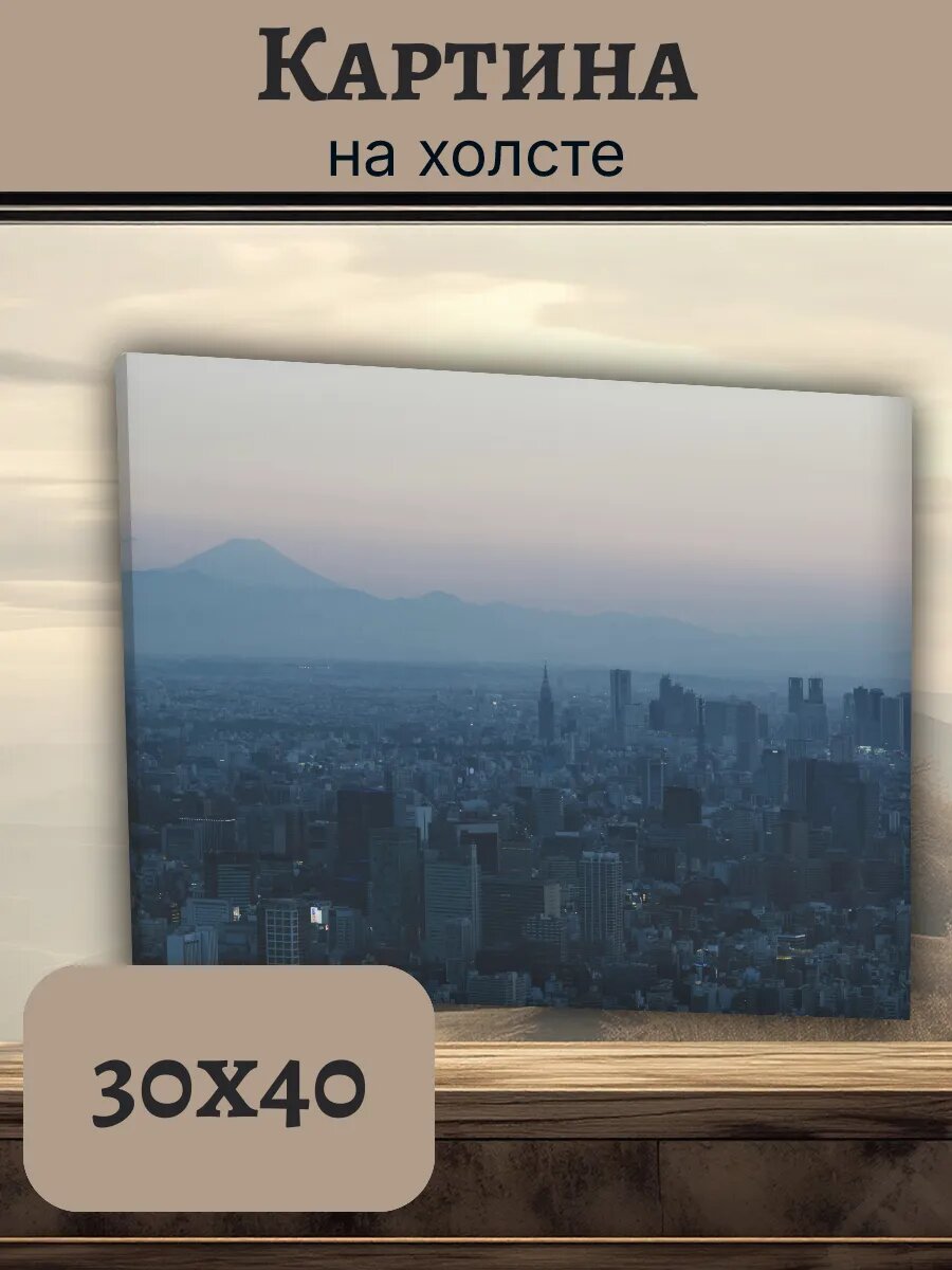 Картина Япония Japan 30x40 Токио Фудзияма панорама