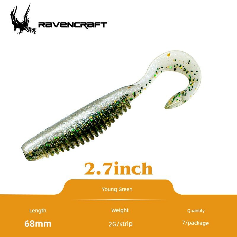 Ravencraft Midnight Raven PANDINUS 2,7 дюйма мягкая рыболовная приманка для ловли карпа и окуня - светло-зеленый