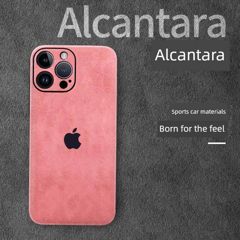 Защитная пленка для iPhone 16 Plus из Алькантары, полное покрытие, барби-розовый, 1 шт, с логотипом
