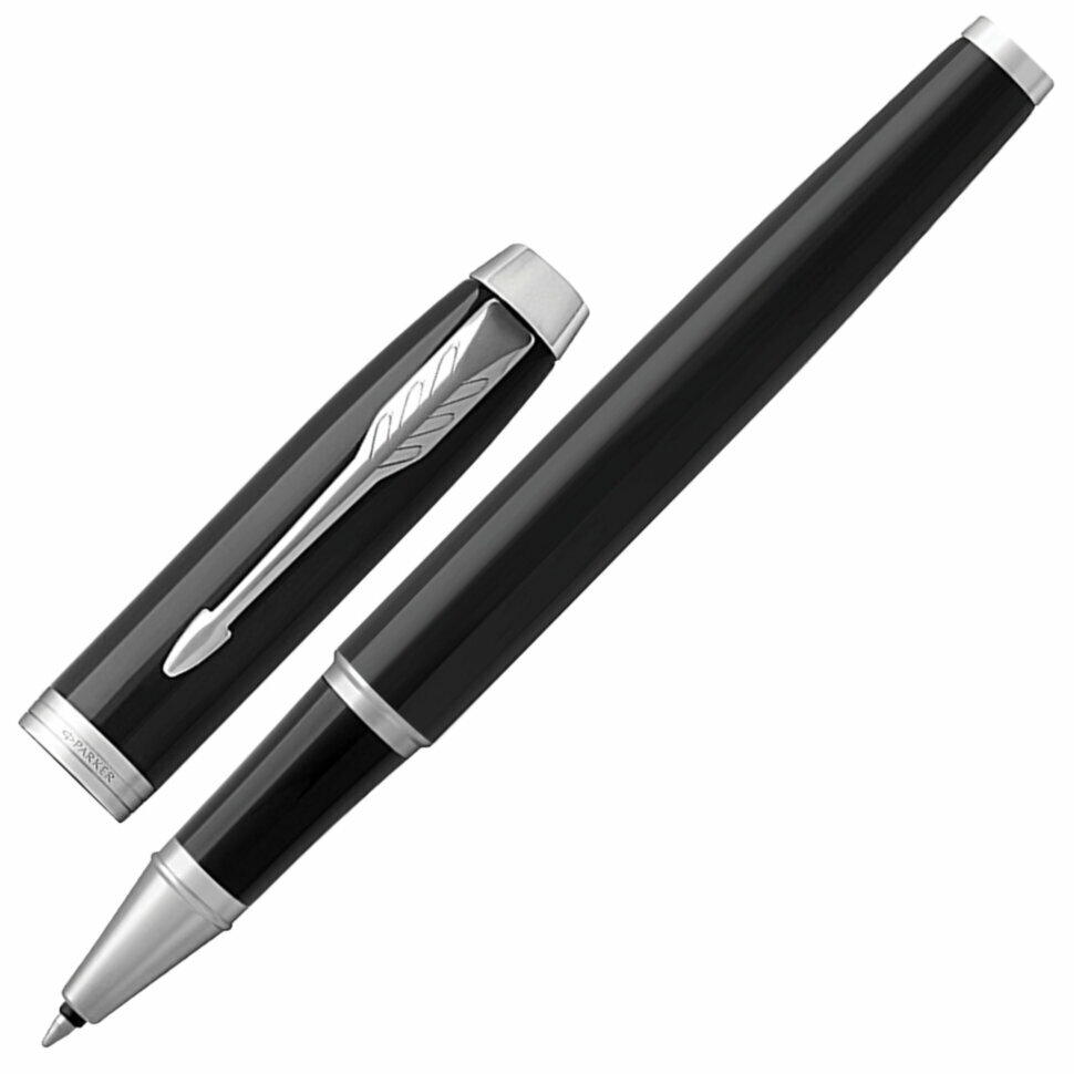 Ручка-роллер PARKER "IM Core Black Lacquer CT", корпус черный глянцевый лак, хромированные детали, черная, 1931658, 142529