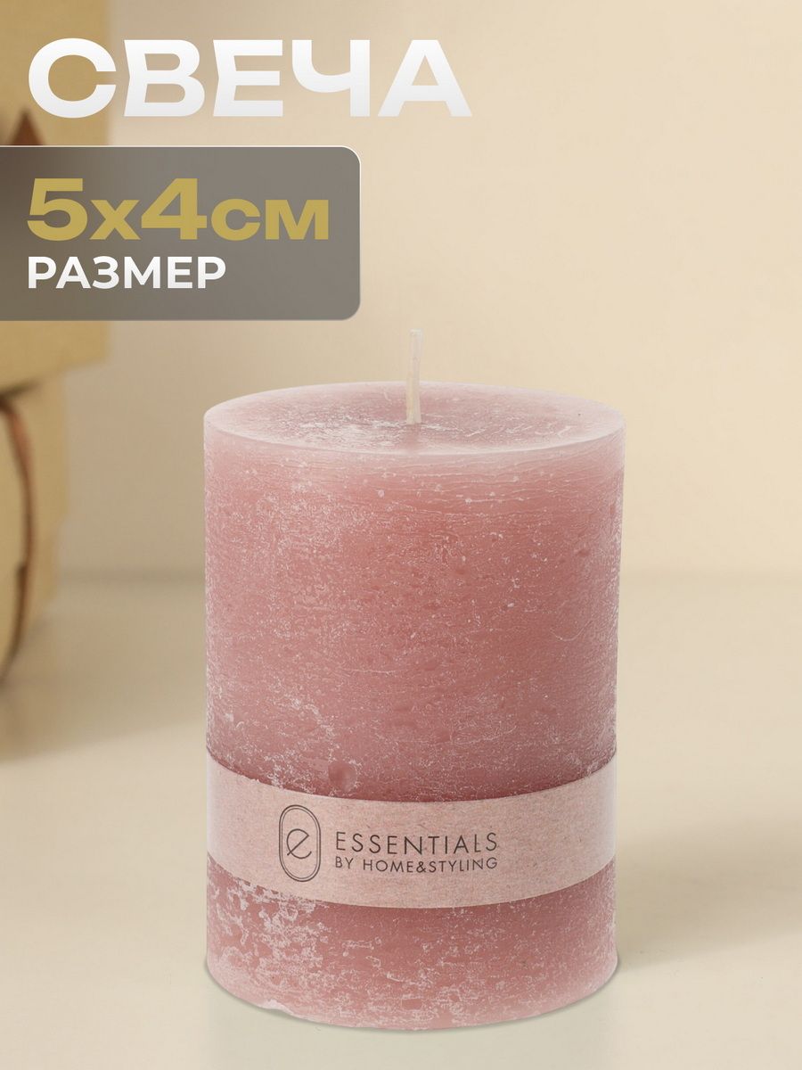 Свеча декоративная Рикардо 5*4 см розовая