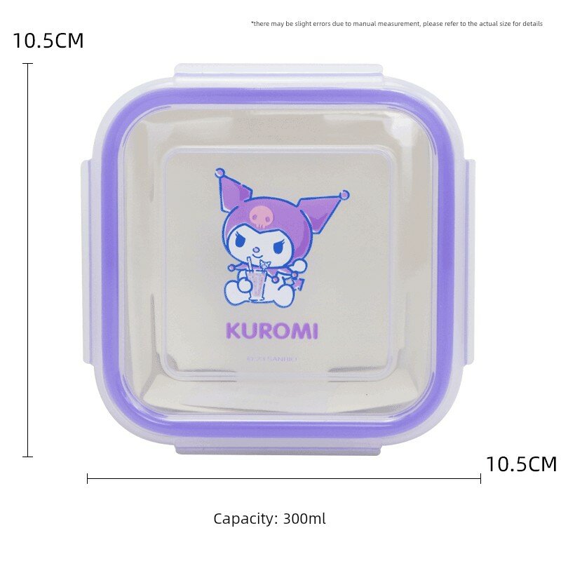Ланчбокс MINISO Sanrio квадратный на замке 300 мл Куроми для микроволновки контейнер с крышкой