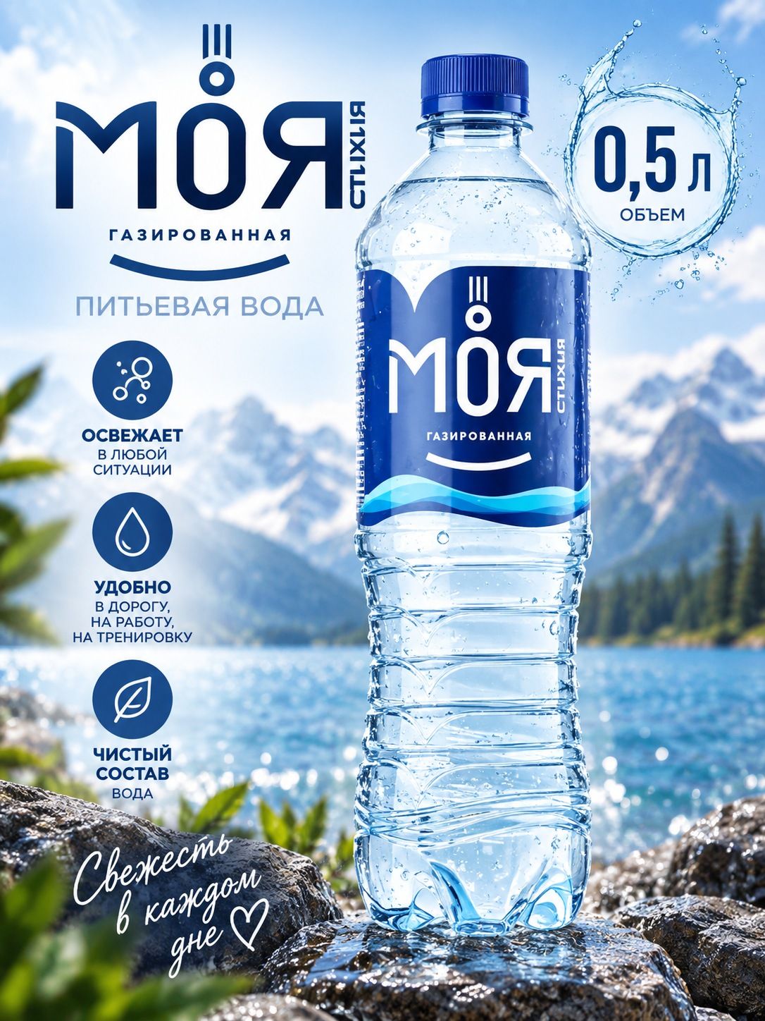 Вода 1 бутылка 0.5 питьевая газированная