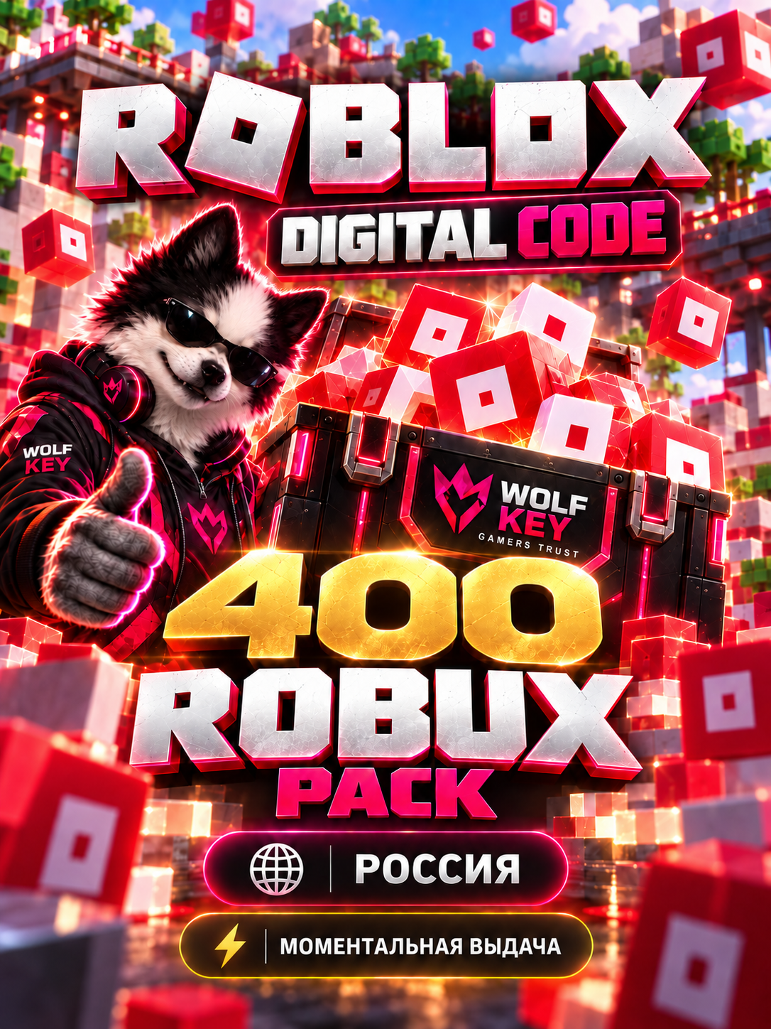 Код активации на 400 Робуксов РУС | Подарочная карта Роблокс | Пополнение счета Roblox | 400 Robux Россия