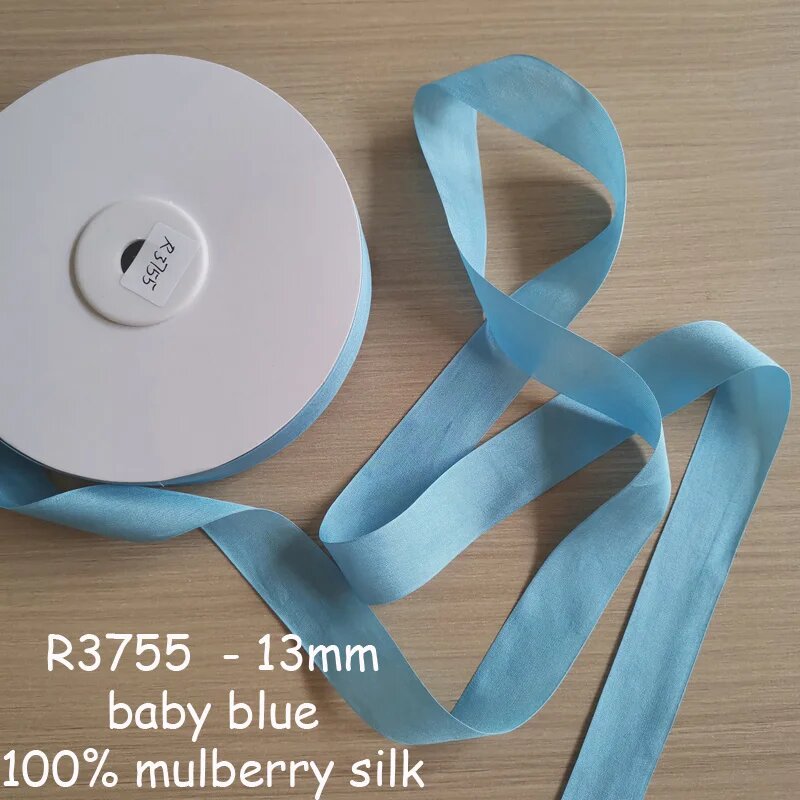 Шелковая лента 13 мм, baby blue, R3755, 10 метров