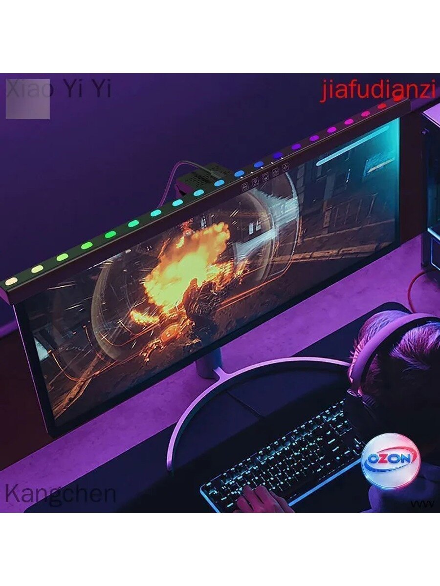 Светодиодная USB лампа RGB Лампа на монитор 60 см, 10 Вт, 5 В