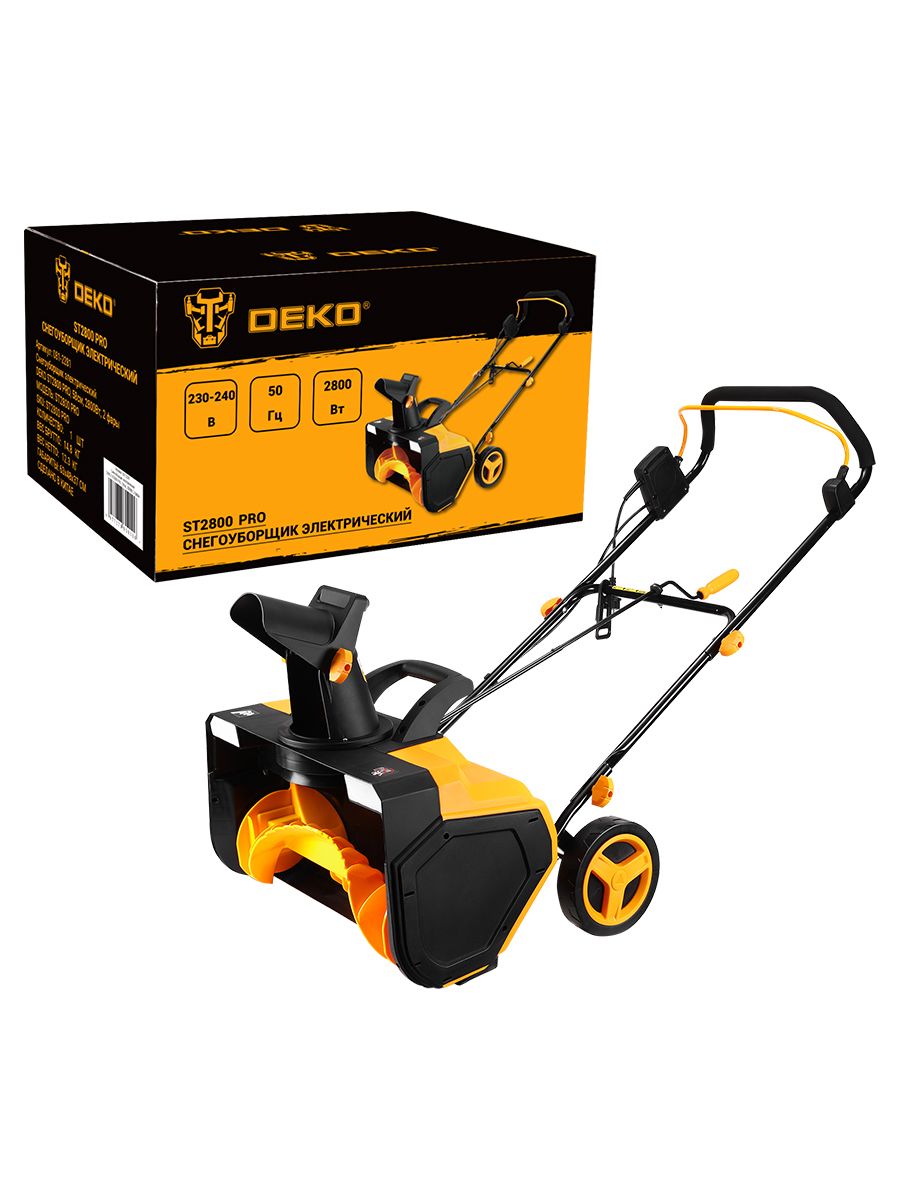 Снегоуборщик электрический DEKO ST2800 PRO, 58см, 2800Вт, 2 фары