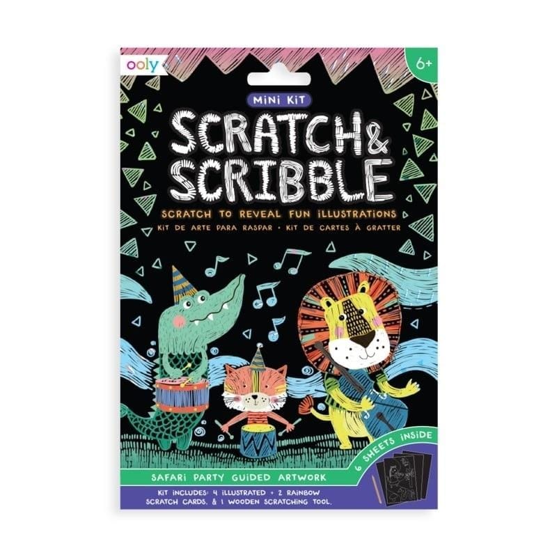 Набор для рисования, росписи Ooly Mini Scratch & Scribble, Сафари-вечеринка