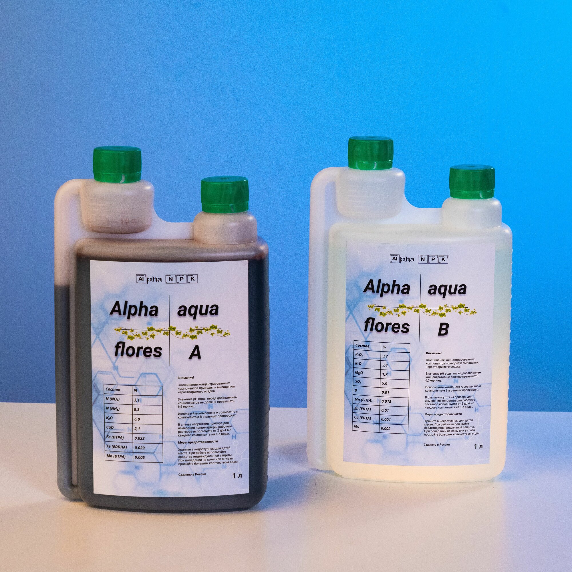 Комплексное удобрение на стадию цветения Alpha NPK (Альфа НПК) Aqua Flores A + B 1 литр