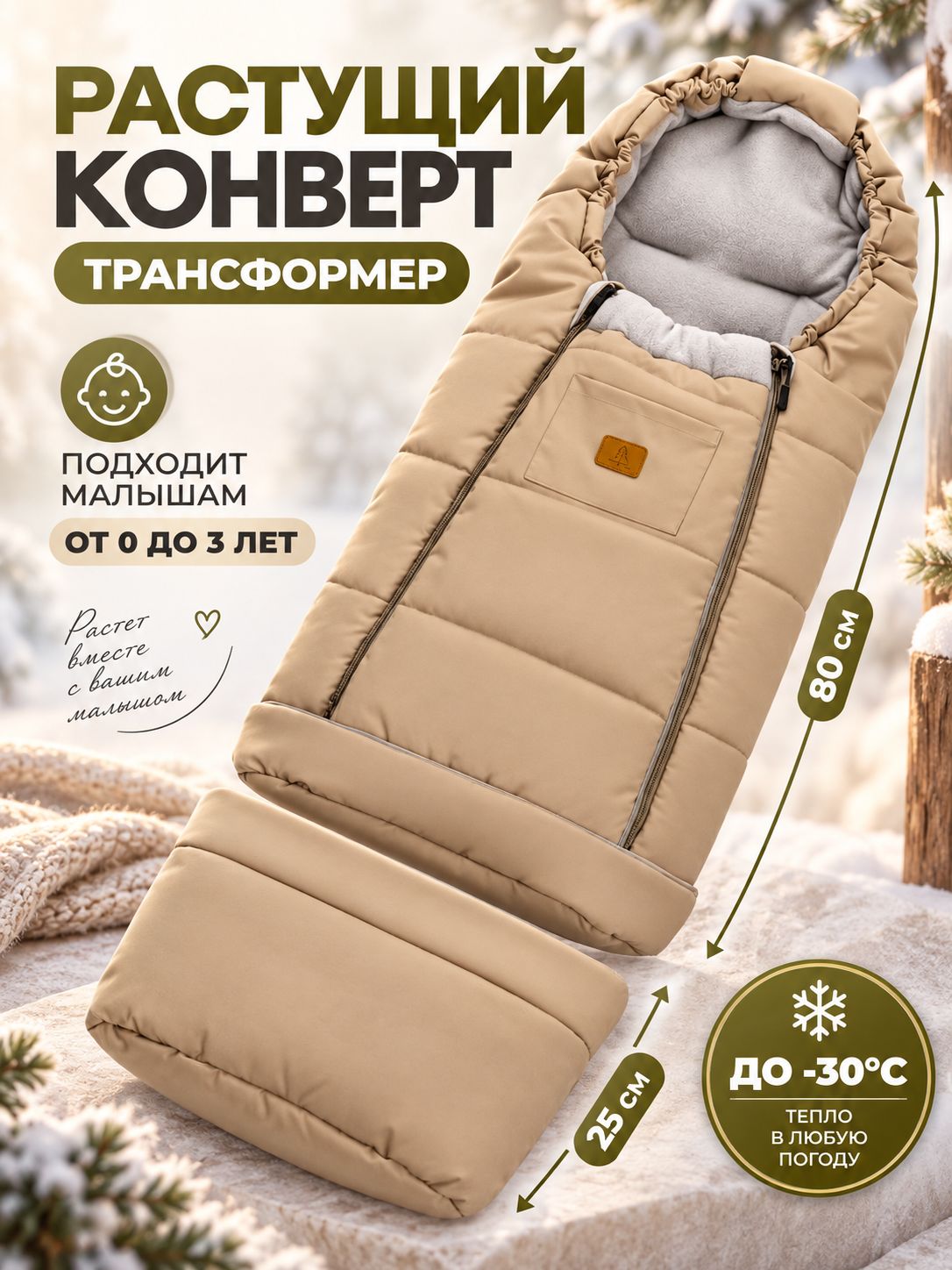 Конверт в коляску зимний и санки