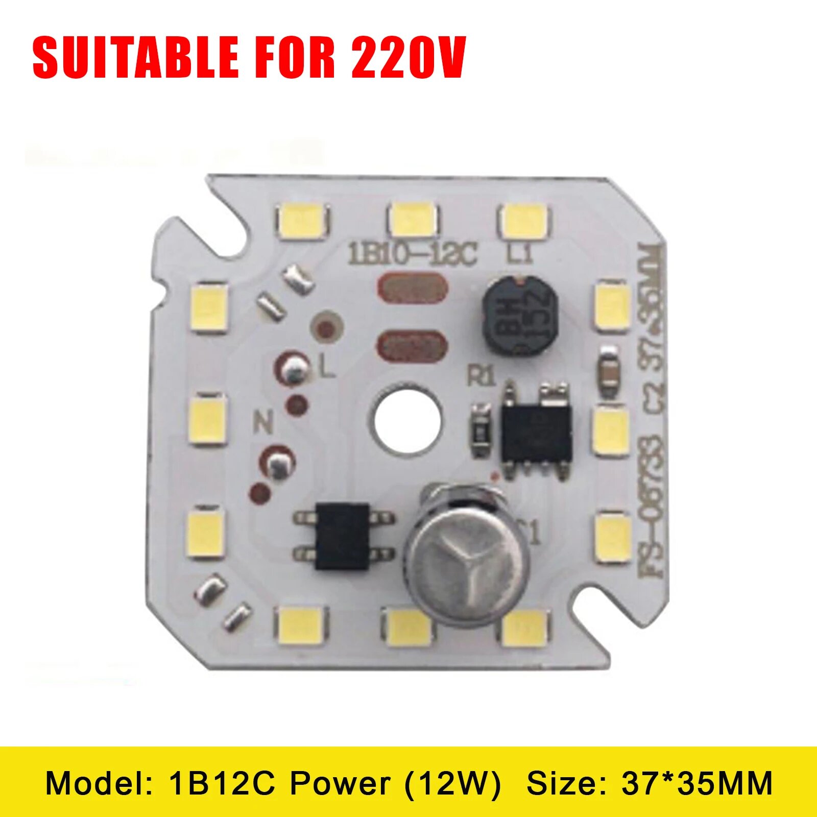 LED модуль JETTING 2835 SMD 3-18Вт белый свет 220В 1B12C 35x37MM
