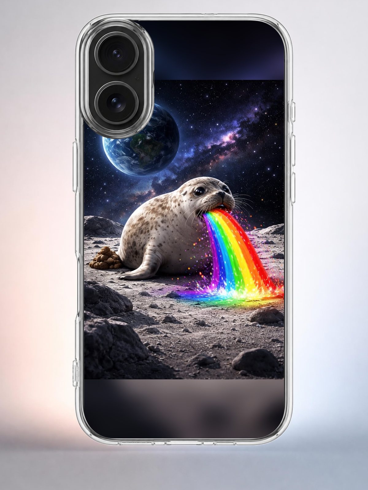 Чехол iPhone 16 Тюлень радуга Y2K Indie Sleaze
