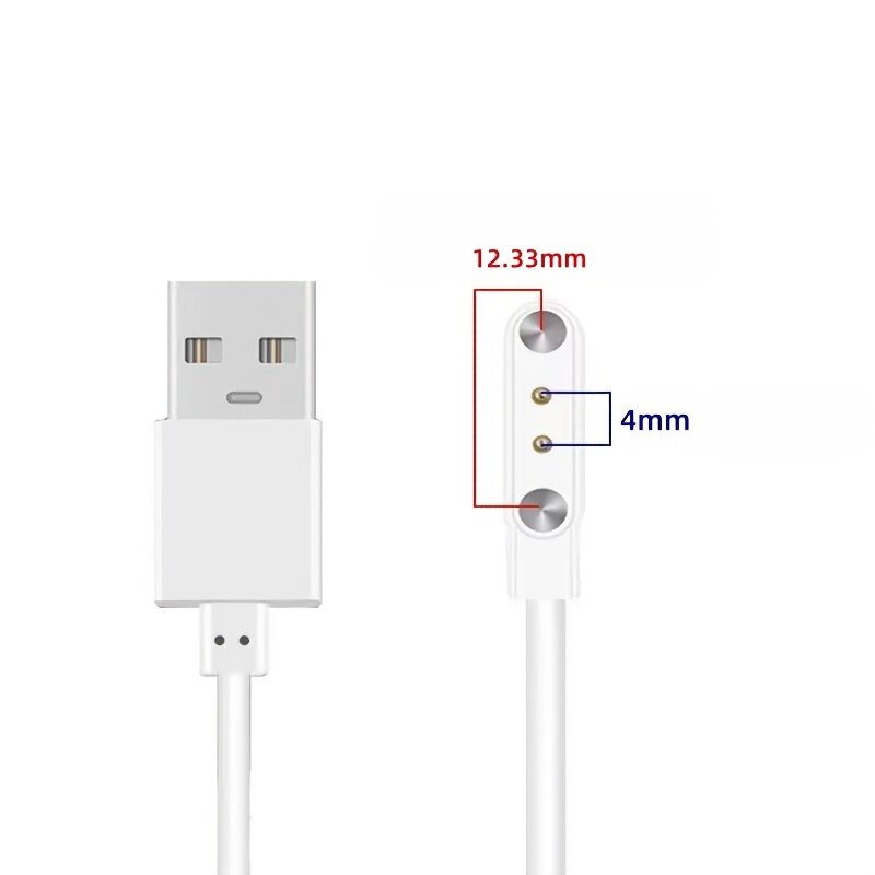 Кабель для магнитной зарядки смарт-часов, 2 контакта, плоский USB, разъем 4 мм