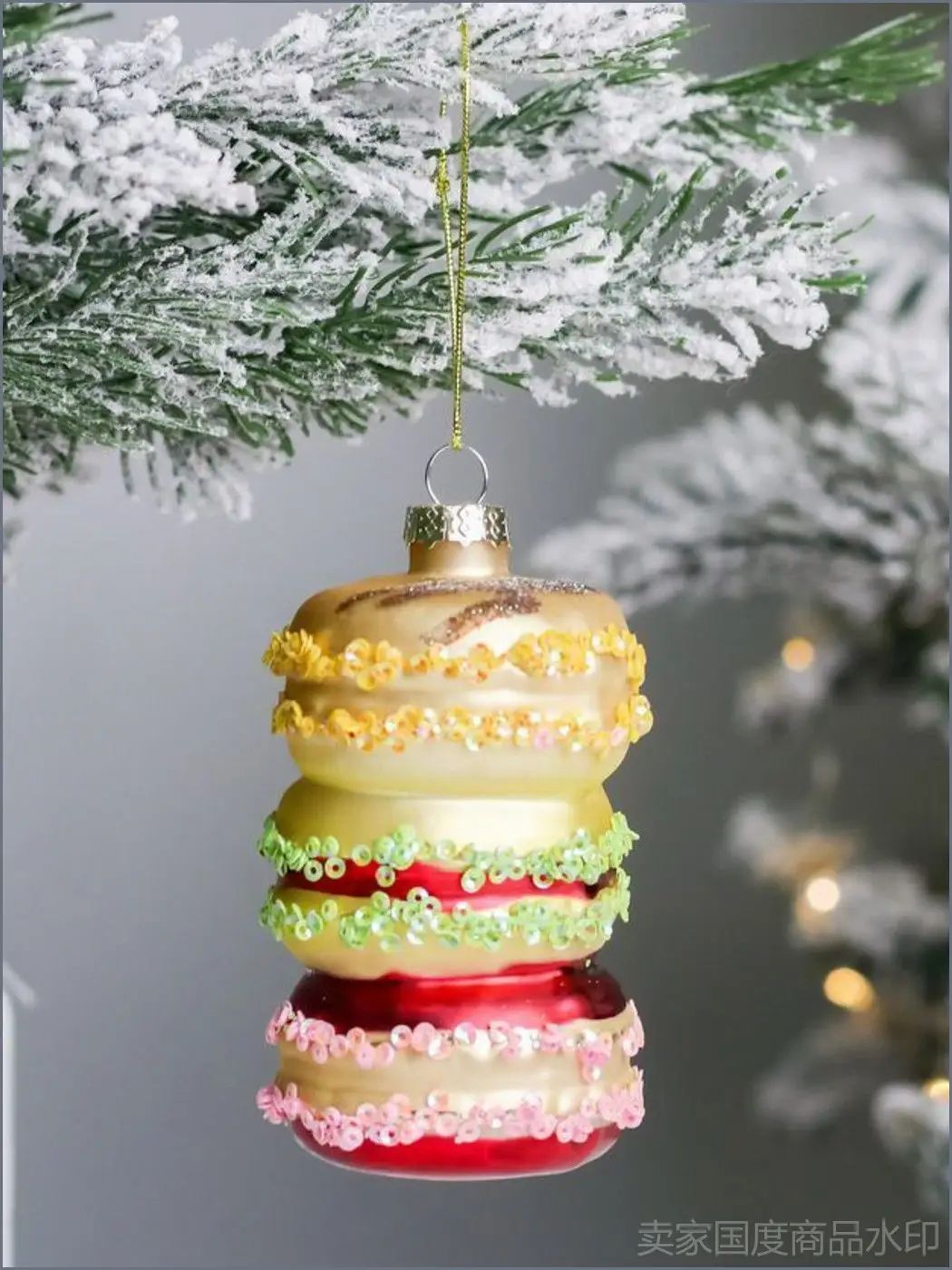 Елочная игрушка Sweet Macaron 10 см, подвеска, стекло