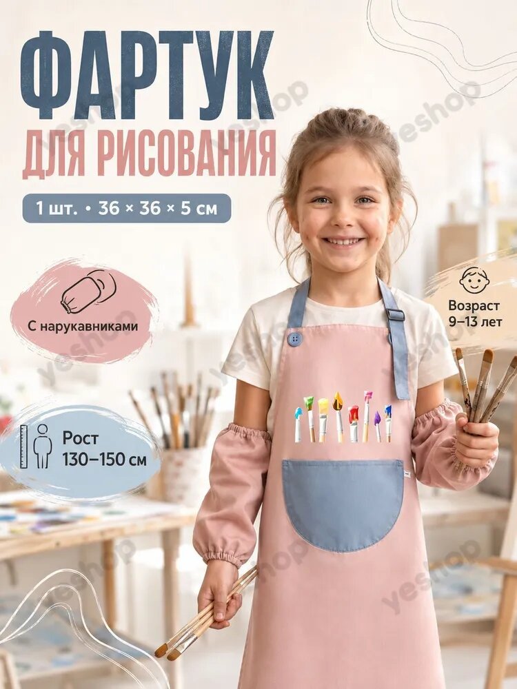 Фартук для рисования и творчества с нарукавниками детский, Артикул: 5669152329