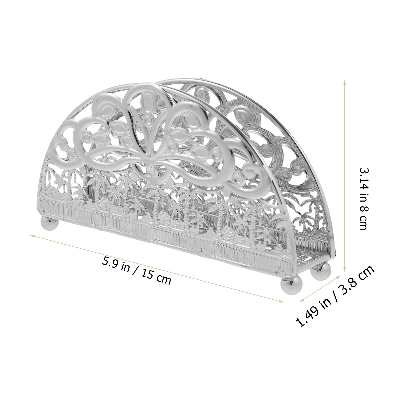 Держатель Салфеток В Forme Полукруга Из Металла Серебристый 15.00X8.00X3.80Cm