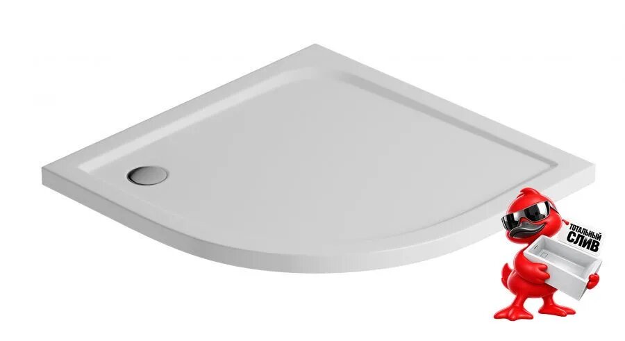 Душевой поддон AM.PM Slim Round, 90x90 см, усиленный, акриловый