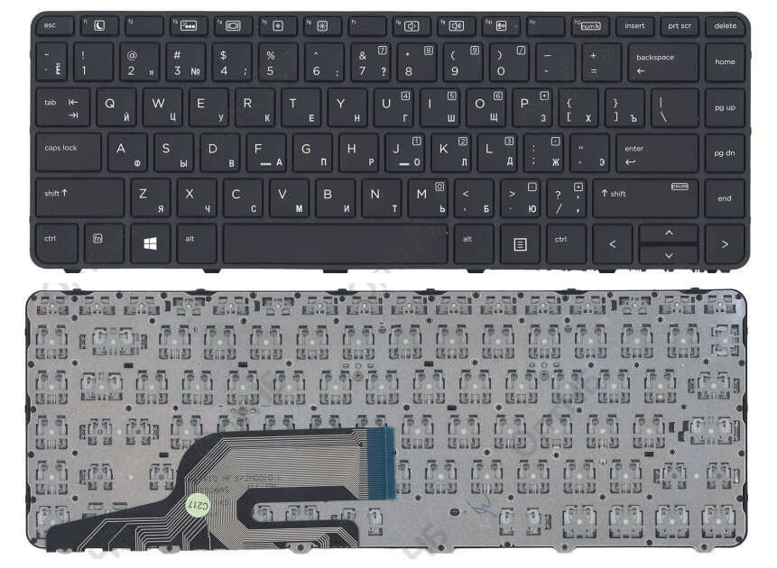 Клавиатура для ноутбука HP Probook 430 G3, 440 G3, 430 G4, 440 G4, 445 G3 черная, с рамкой