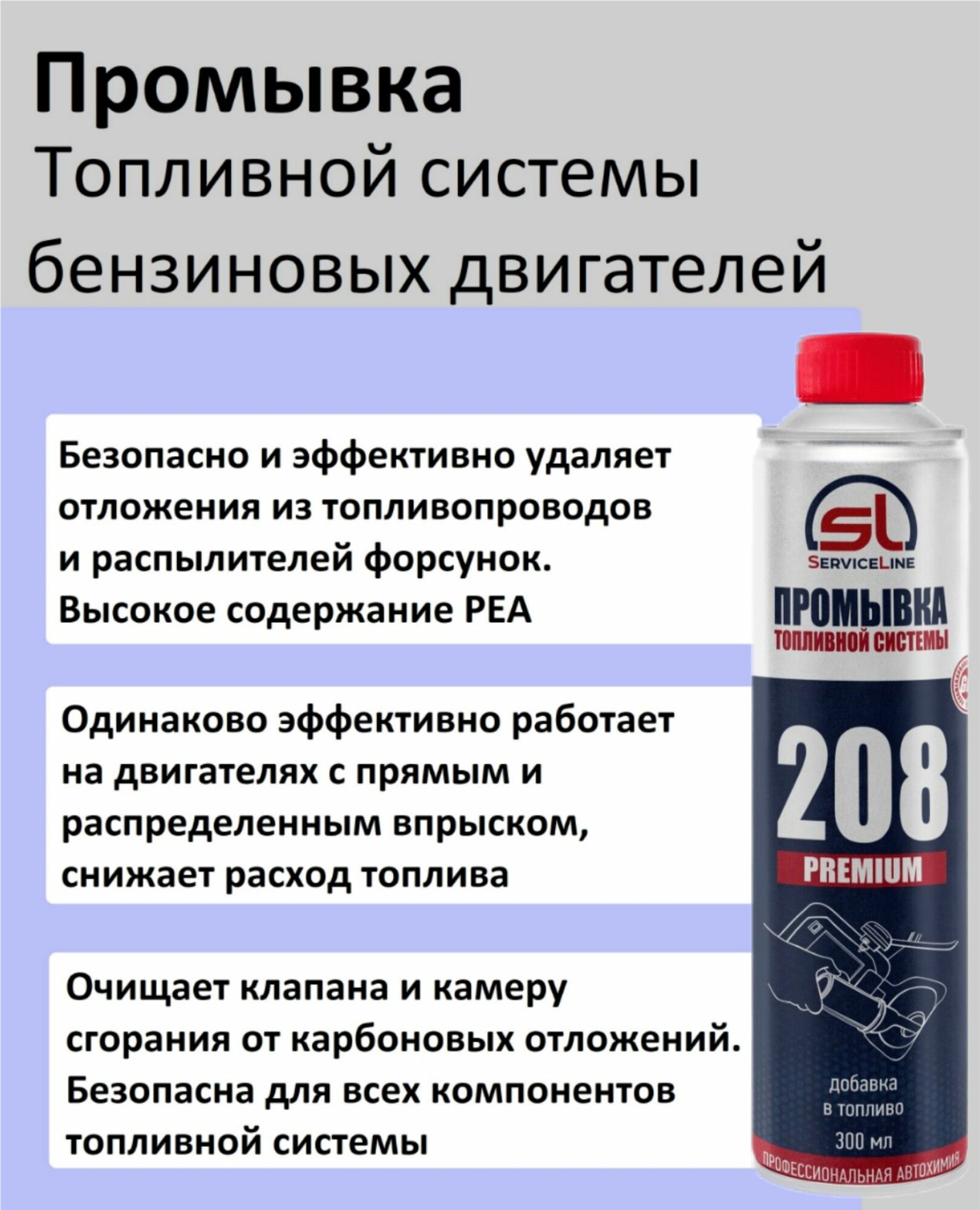 SL 208 Premium промывка форсунок топливной системы бензинового двигателя
