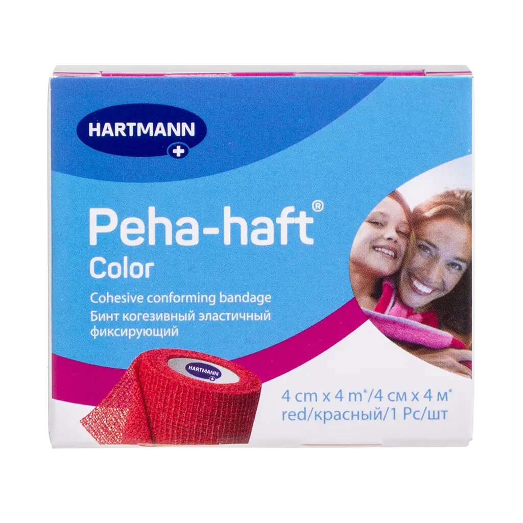 Бинт Пеха-хафт/Peha-haft Color когезивный эластичный фиксирующий 4 м х 4 см красный 1 шт