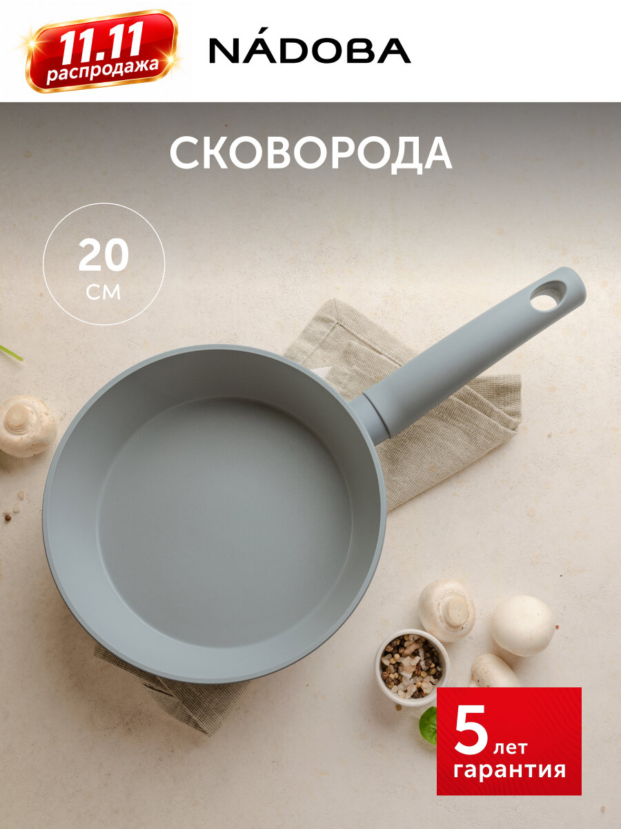 Сковорода антипригарная для индукционной плиты 20 см, NADOBA