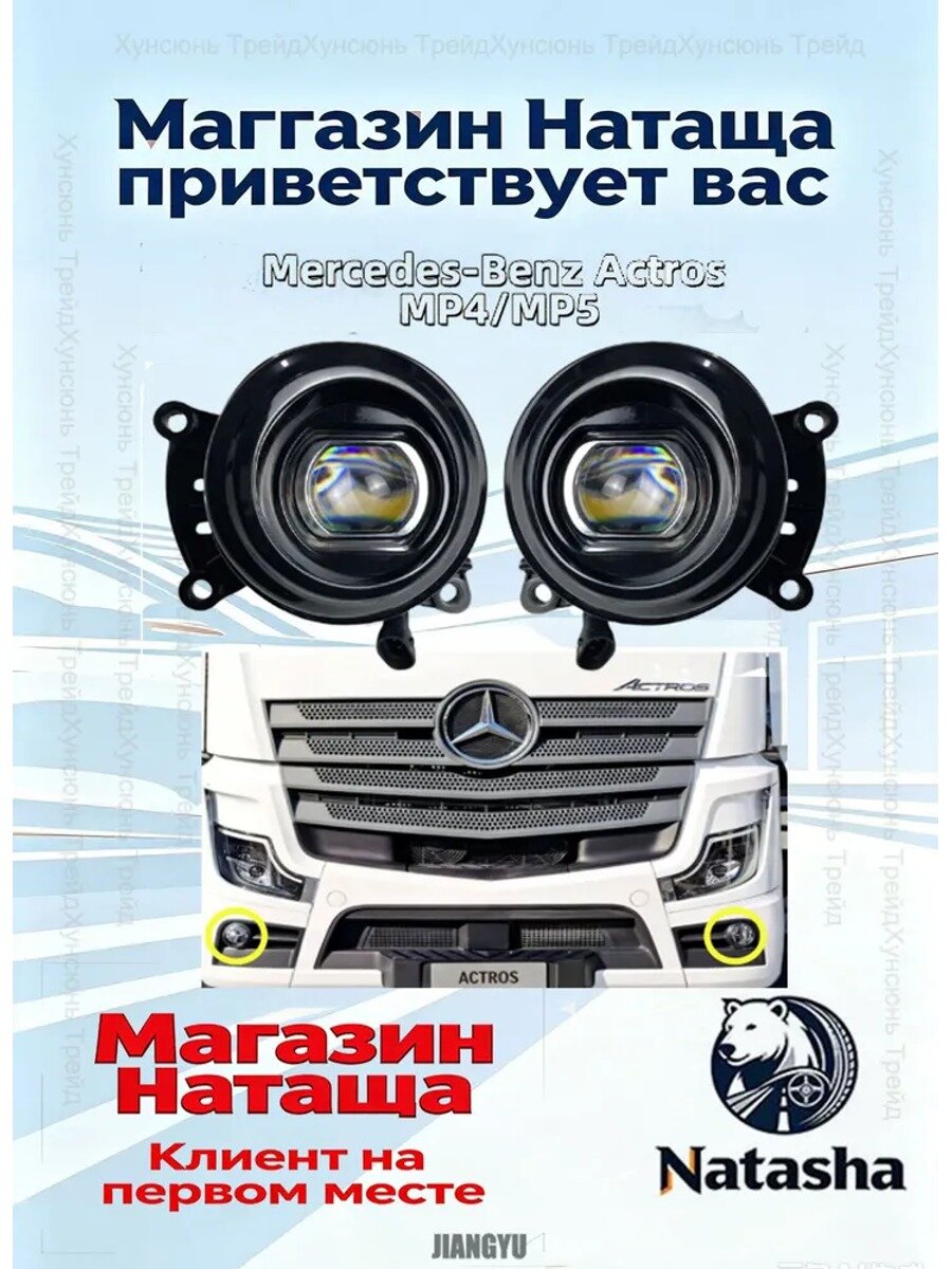 Автомобильная противотуманная фара Actros MP4/MP5, 1 шт. LED, 24 В, ABS, прозрачная