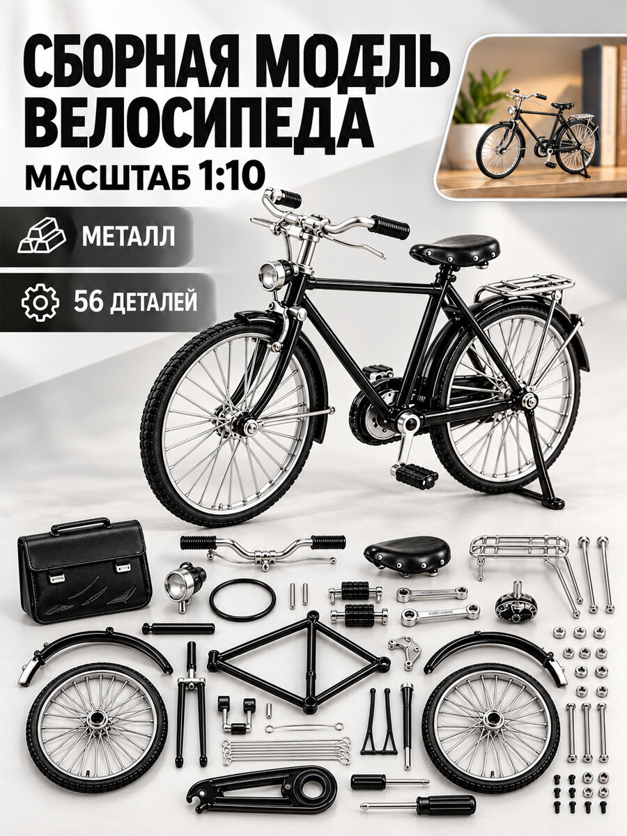 Сборная модель велосипеда 1 10 конструктор металлический