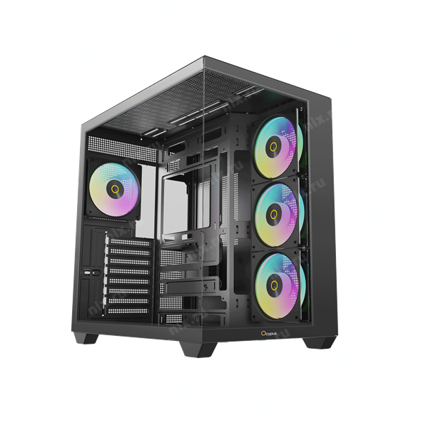 Gamma-C74-BKD400XX-GL Ocypus Корпус ПК без блока питания/ Case Ocypus Gamma C74 BK ARGB, Midi-Tower, TG, 4x120mm ARGB,