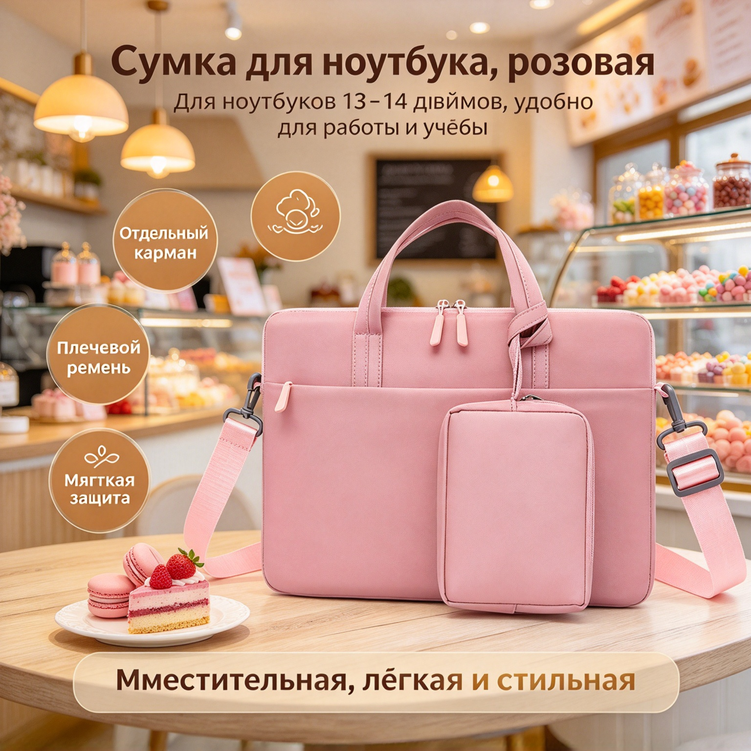 Сумка для ноутбука с ручкой и дополнительным чехлом, для ноутбуков13-14 дюймов, деловая сумка через плечо