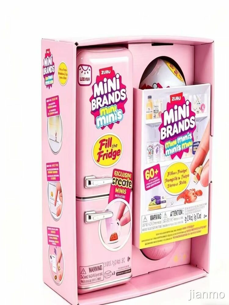 Мини-холодильник ZURU Mini Brands mini mins粉色 игрушечный для детей 6+ с 60+ мини-фигурками