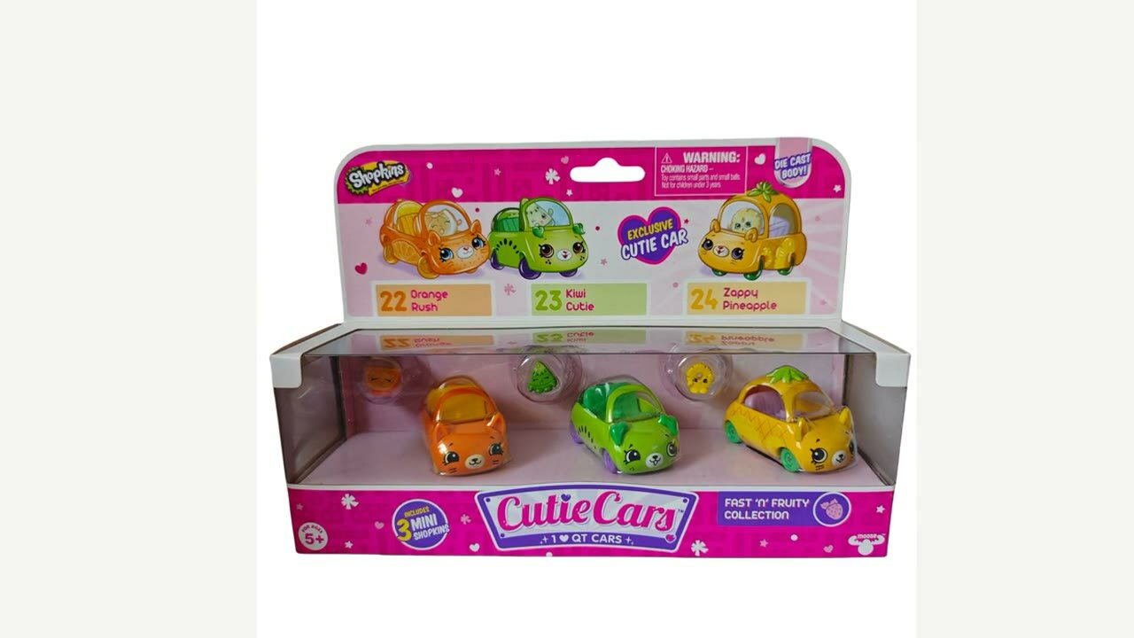 Набор машинок Shopkins Cutie, 3 шт, металл, Возраст: 5-7 лет — фото 1