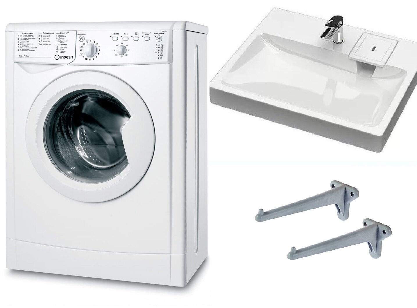 Стиральная машина с раковиной Indesit IWUB 4085 / Индезит 4085 + Solo Jazz 50
