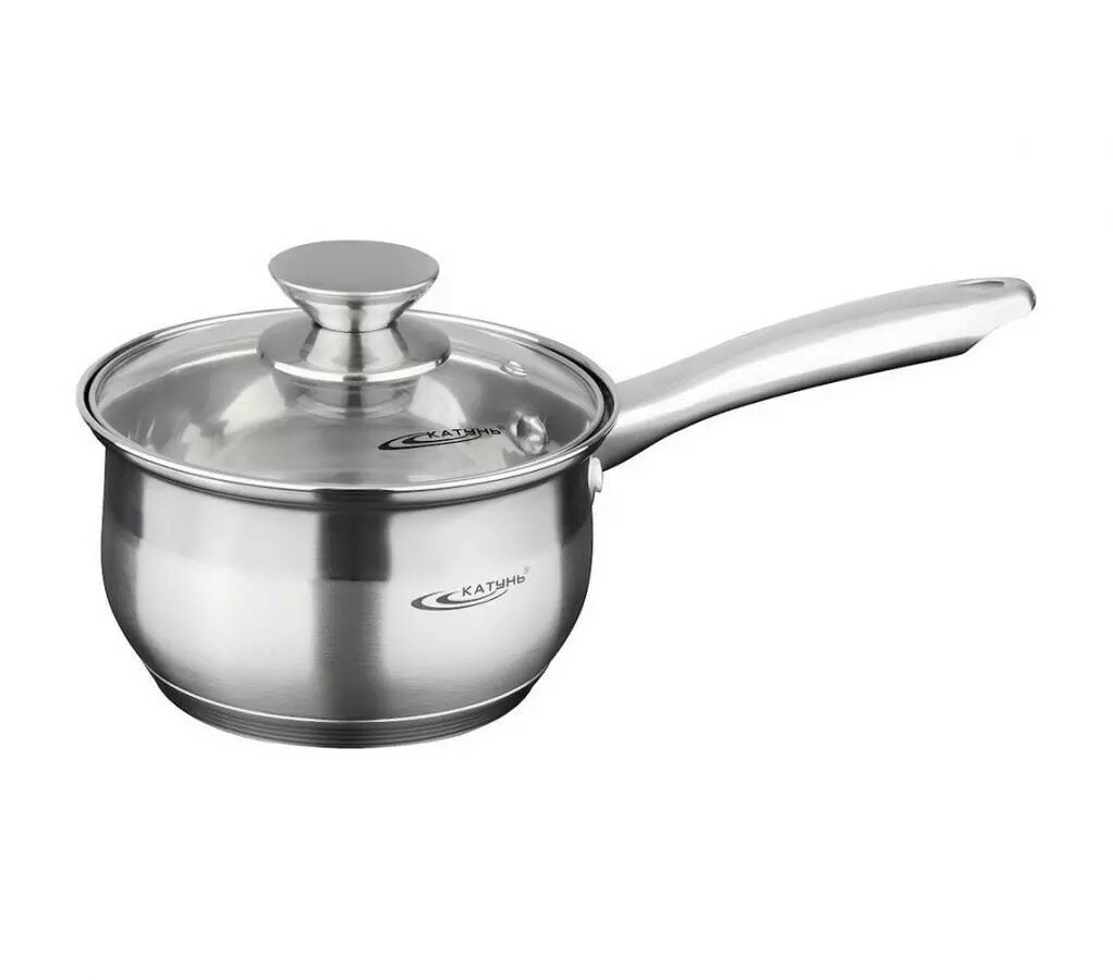 Ковш 1,8 л, (16 см) с крышкой, нерж. сталь, Диана КТ01-К