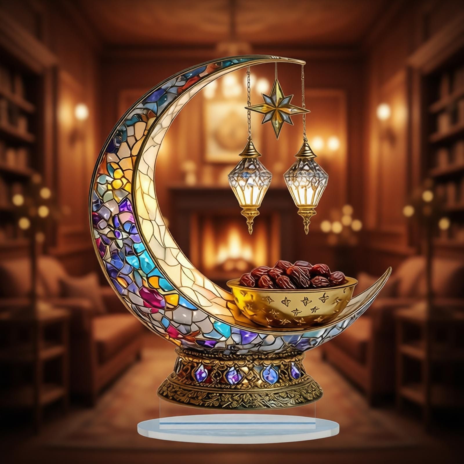 (Одна) Луна, расписанная акриловыми красками, Праздничное украшение из 2D-пластика