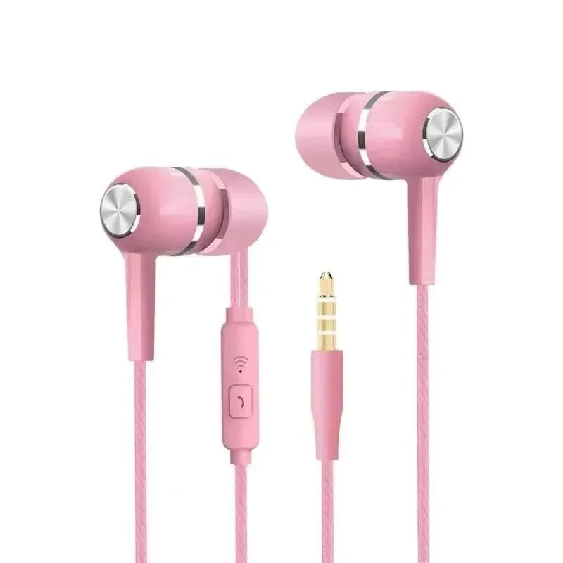 Розовые проводные наушники 3.5 мм pink 1pc