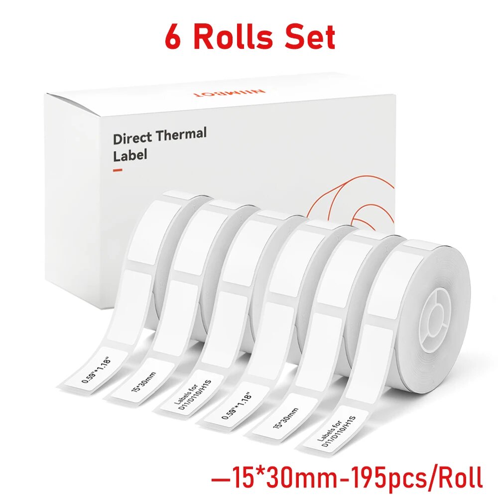 Термоэтикетки Niimbot для мини-принтеров B1, B21, B3S, D110 6 Rolls 15x30mm