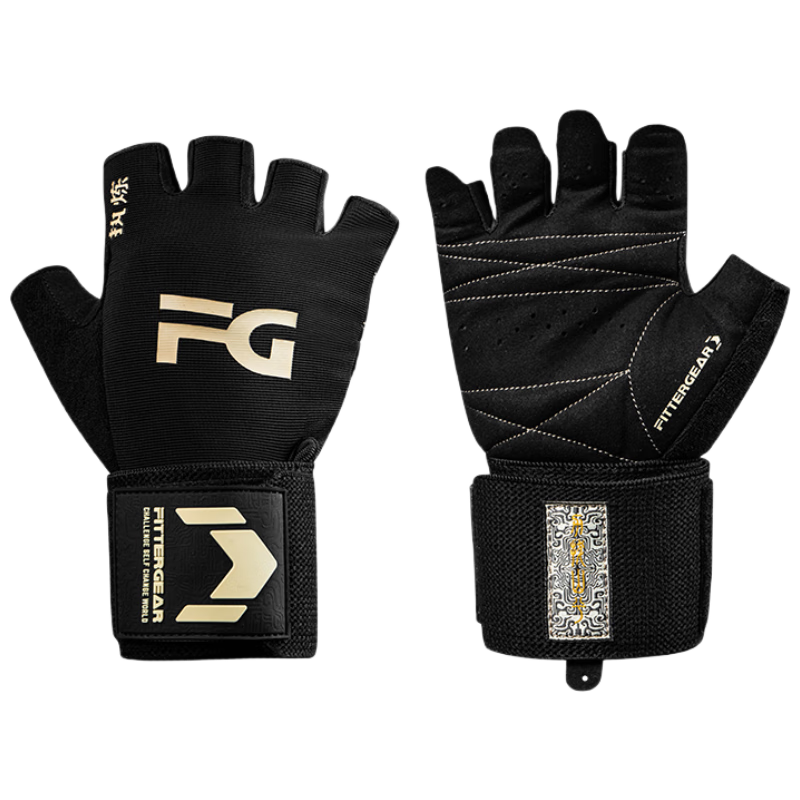 FITTER GEAR Спортивные перчатки с поддержкой запястий для подтягиваний, жима лежа, тяги с антискольжением и защитой от