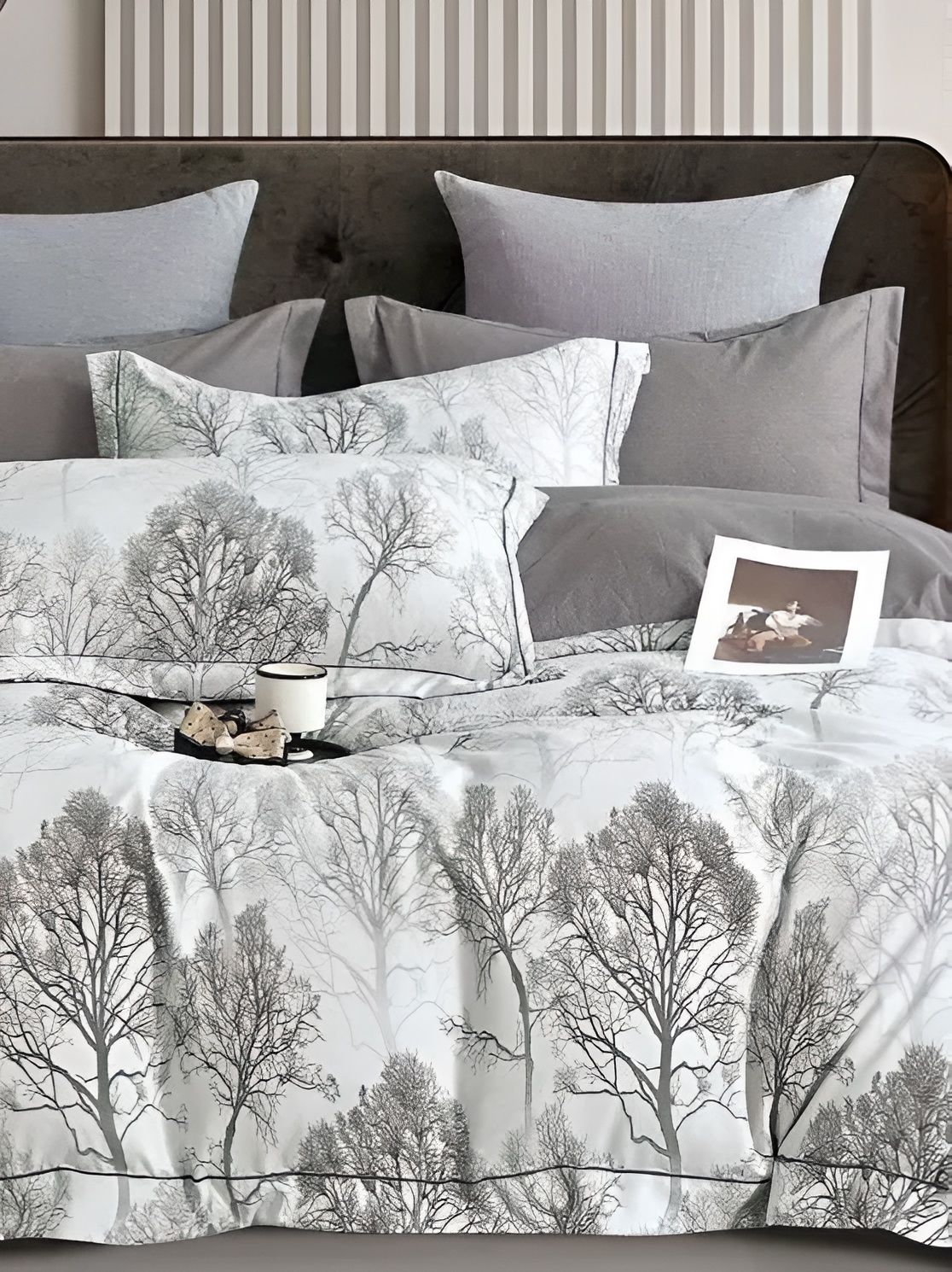 Mency Home Collection Комплект постельного белья 1.5-спальный сатин 150x220 см, наволочки 70x70, простыня 160x220 см, цветсерый