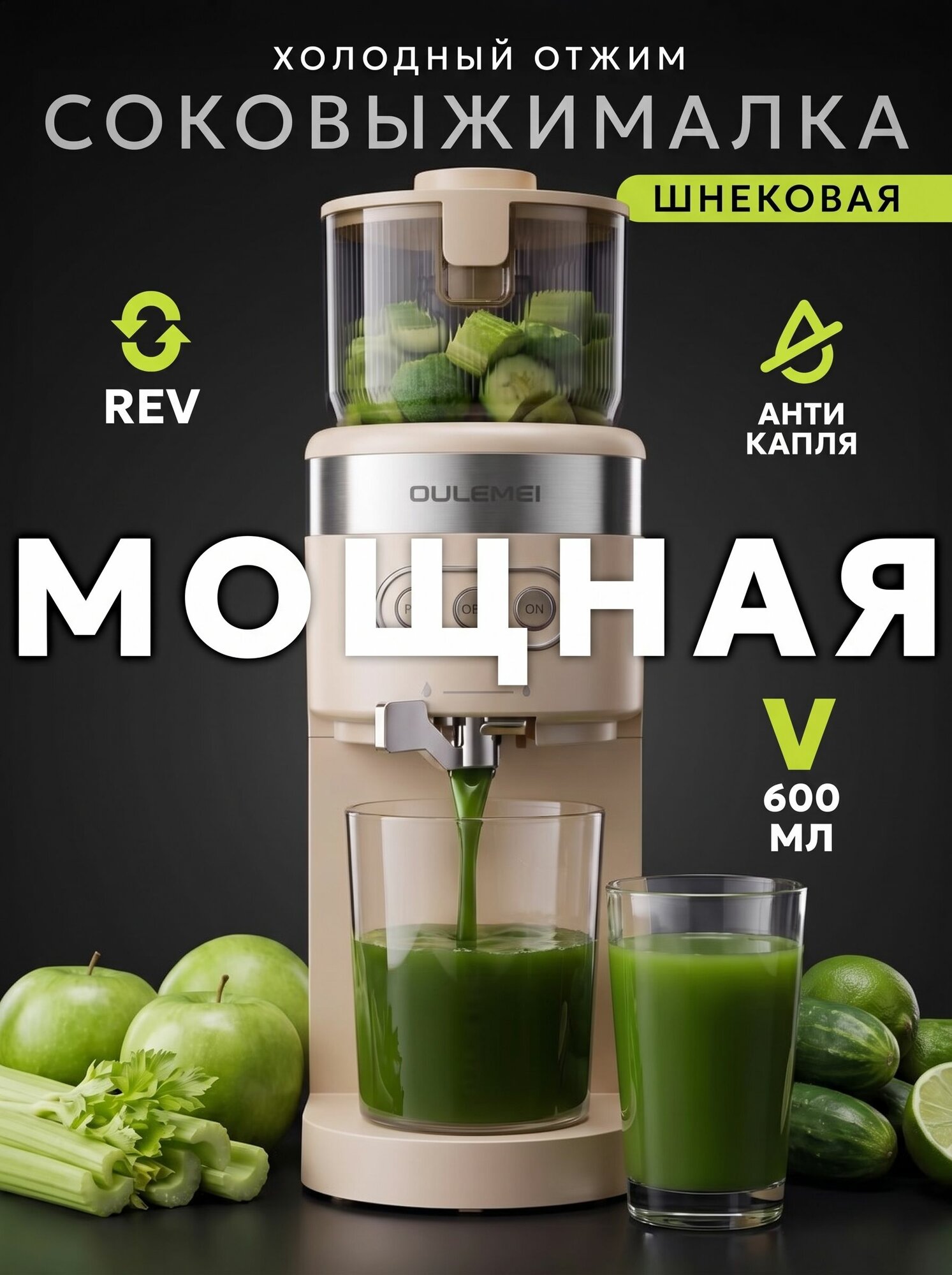 Соковыжималка электрическая шнековая мощная