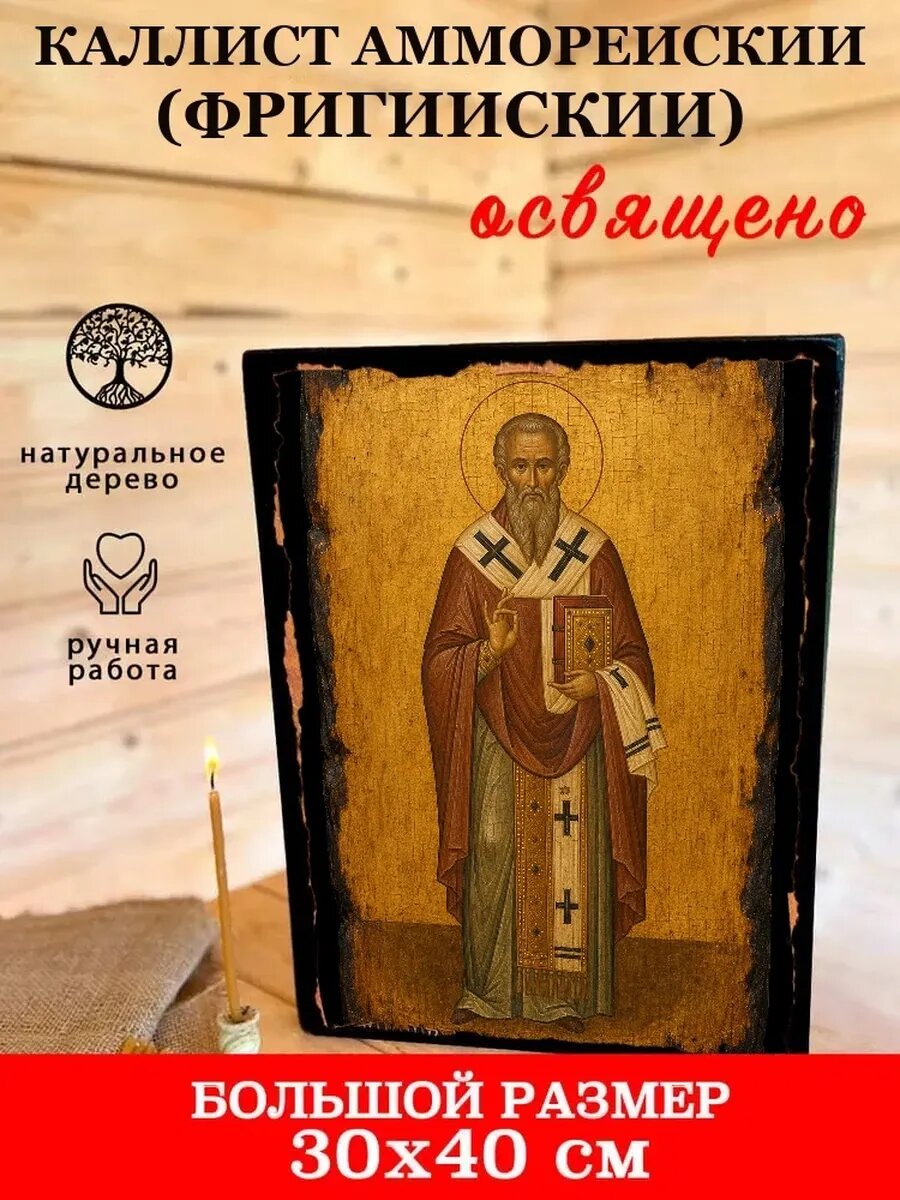Икона Каллист Амморейский, на дереве, 30×40 см, освящённая, ручная работа