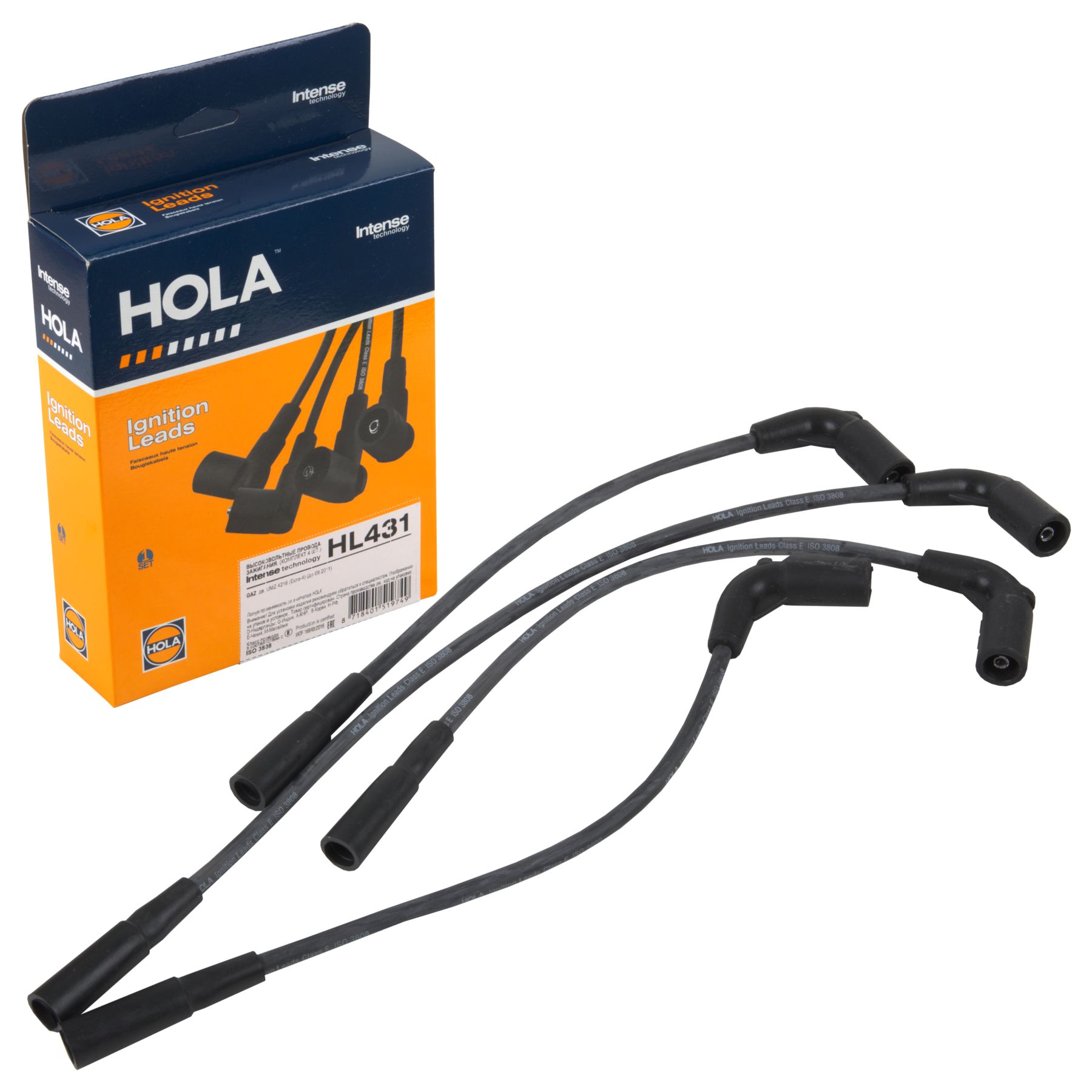 Провода высоковольтные HOLA HL431 Газ, Газель, Соболь 2310, серия Intense, дв. ЮМЗ 4216 (Евро-4) до 09.2011г. (компл. 4 шт.)